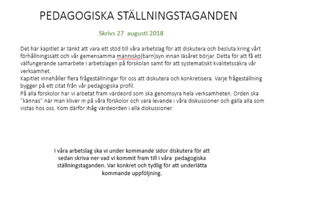 Pedagogisk Planering I Skolbanken Mall Nvfo Arbetslagets Arbetsplan